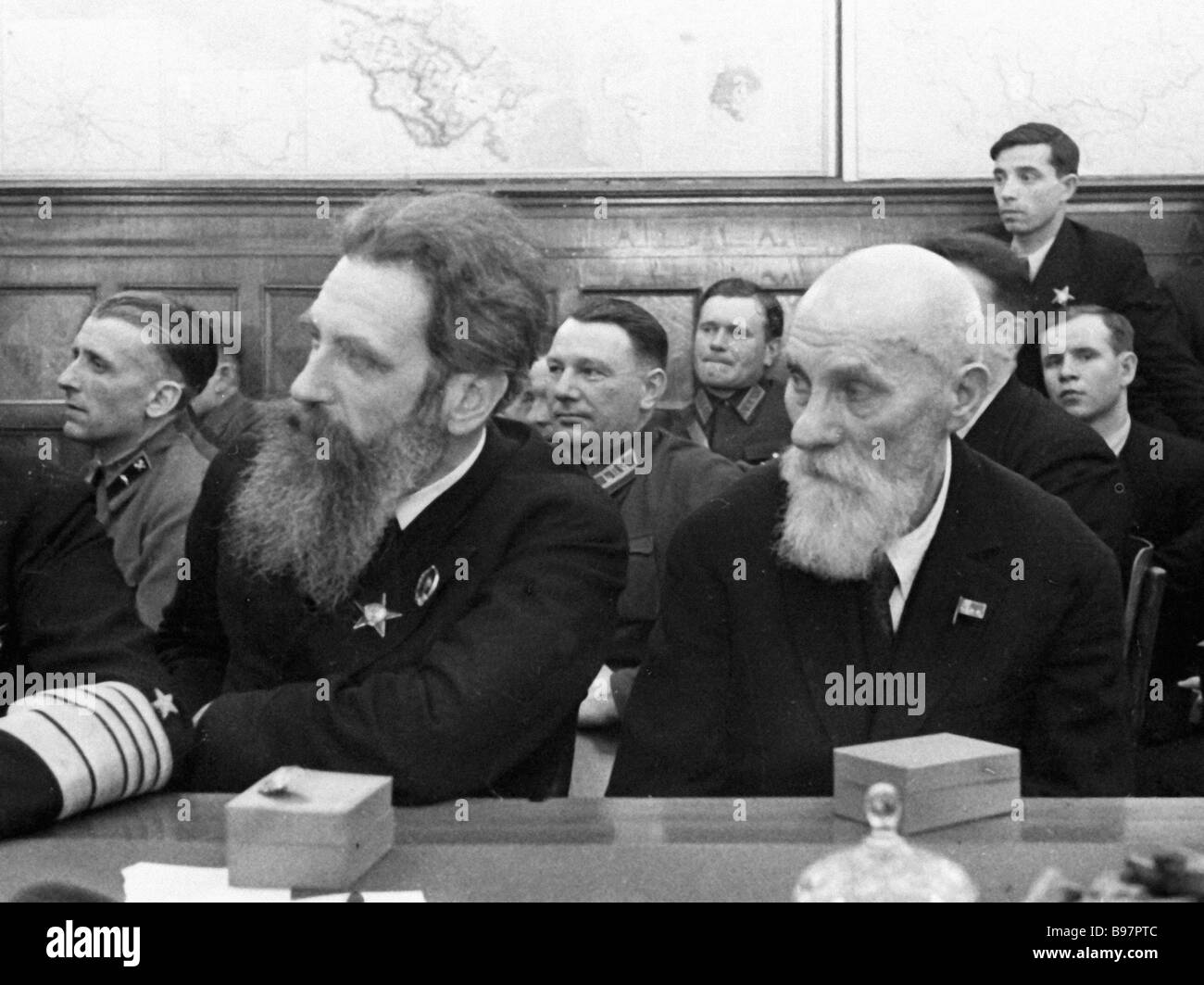 Academicians Otto Shmidt second left Robert Bakh third right Stock ...