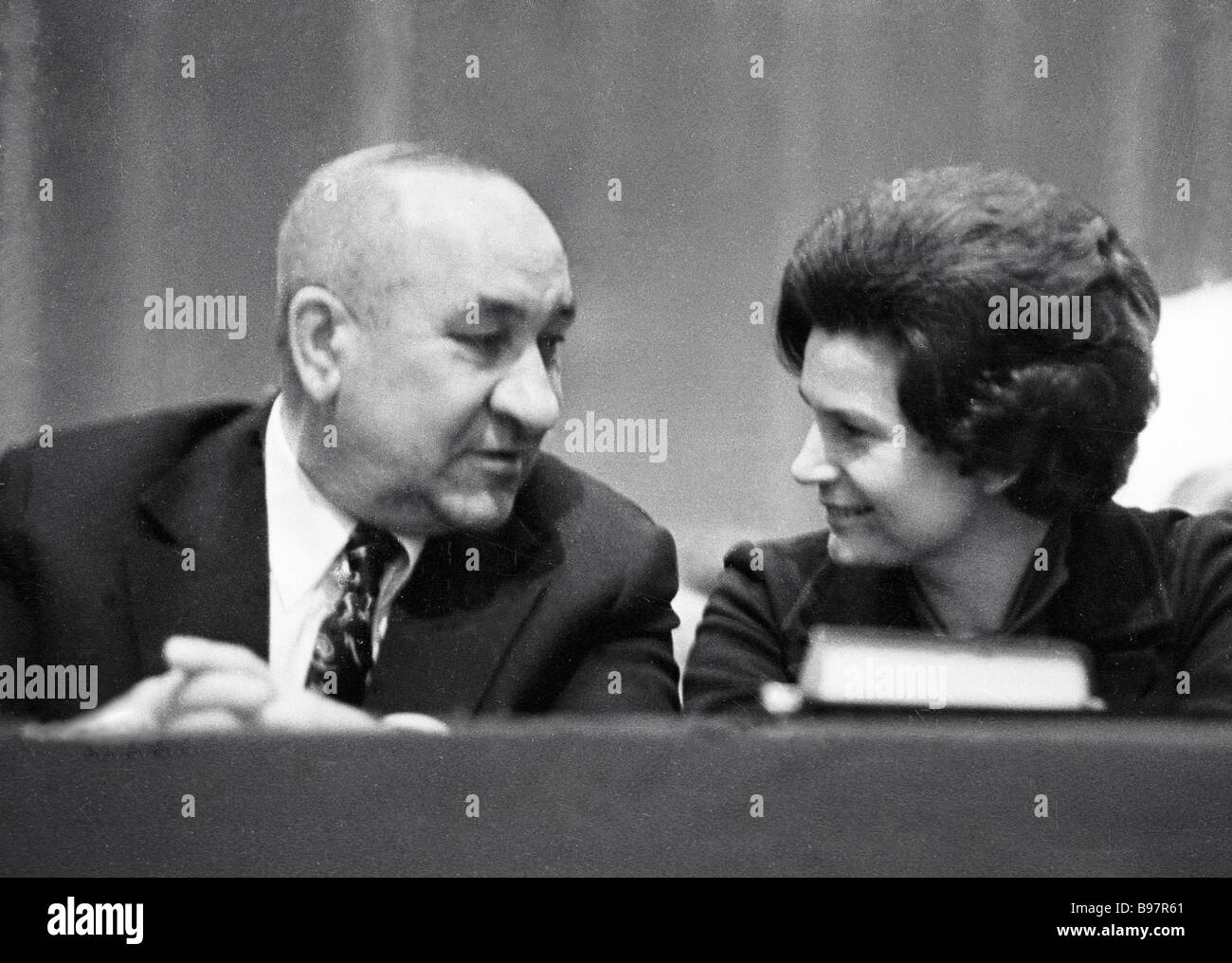 Academician Boris Rybakov left and Hero of the Soviet Union Valentina ...