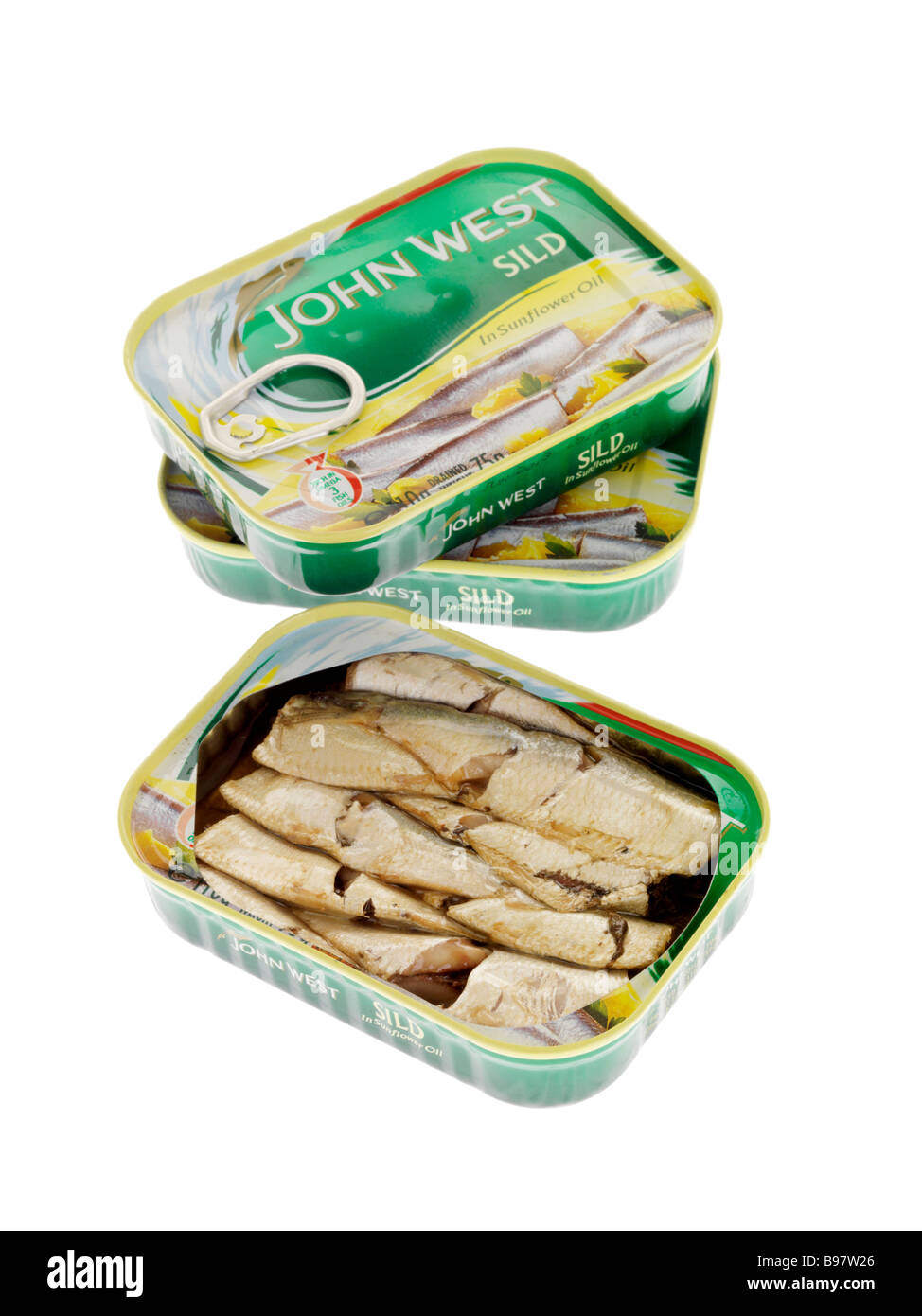 Branded Cans Or Tins Of John West Processed Sild Fish in Sunflower Oil ...