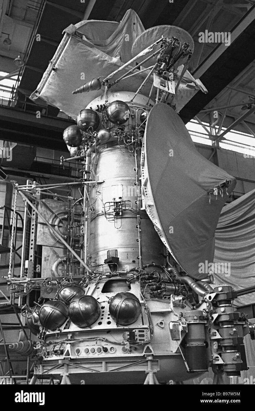 Operational mock ups of Venera 15 and Venera 17 automatic probes which ...