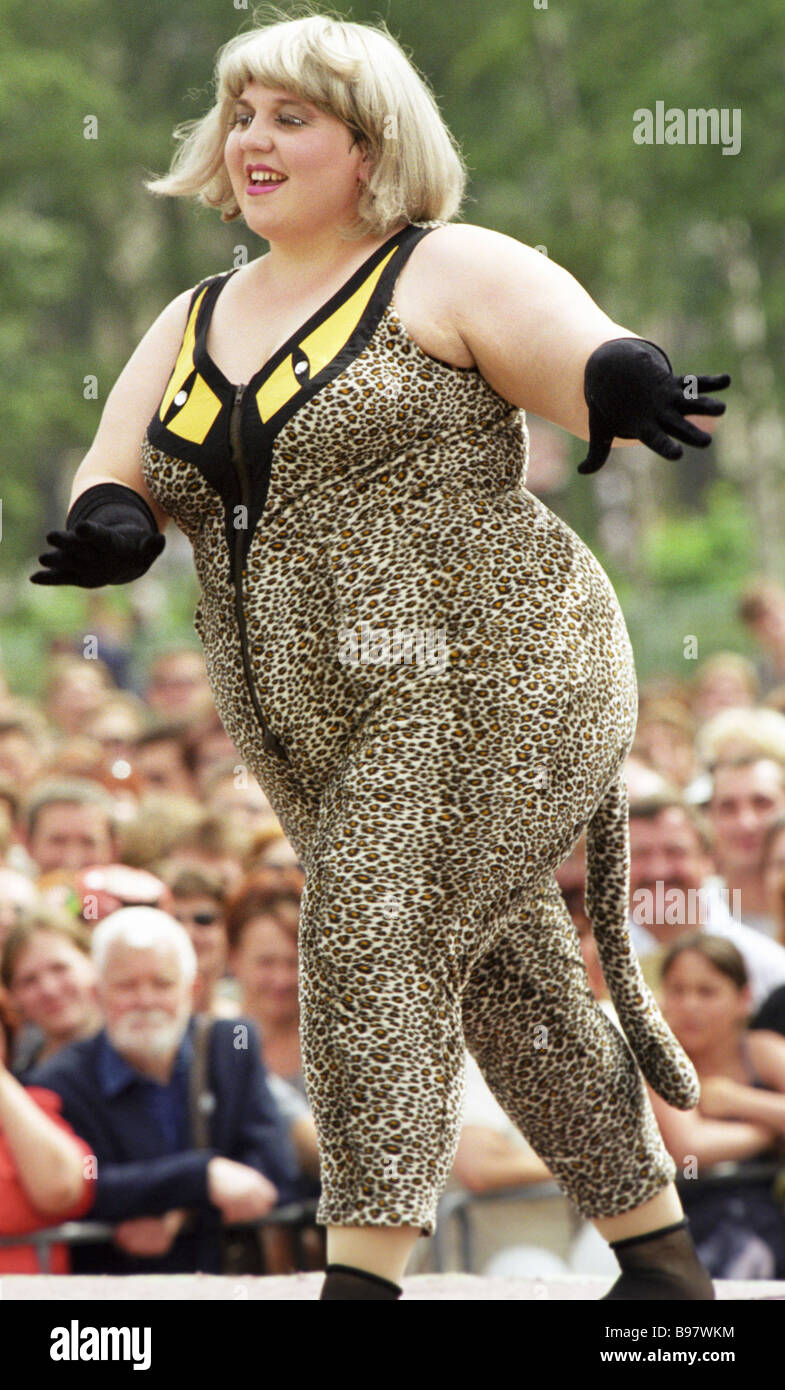 A participant of the Miss Fatty contest at the festival of the ...