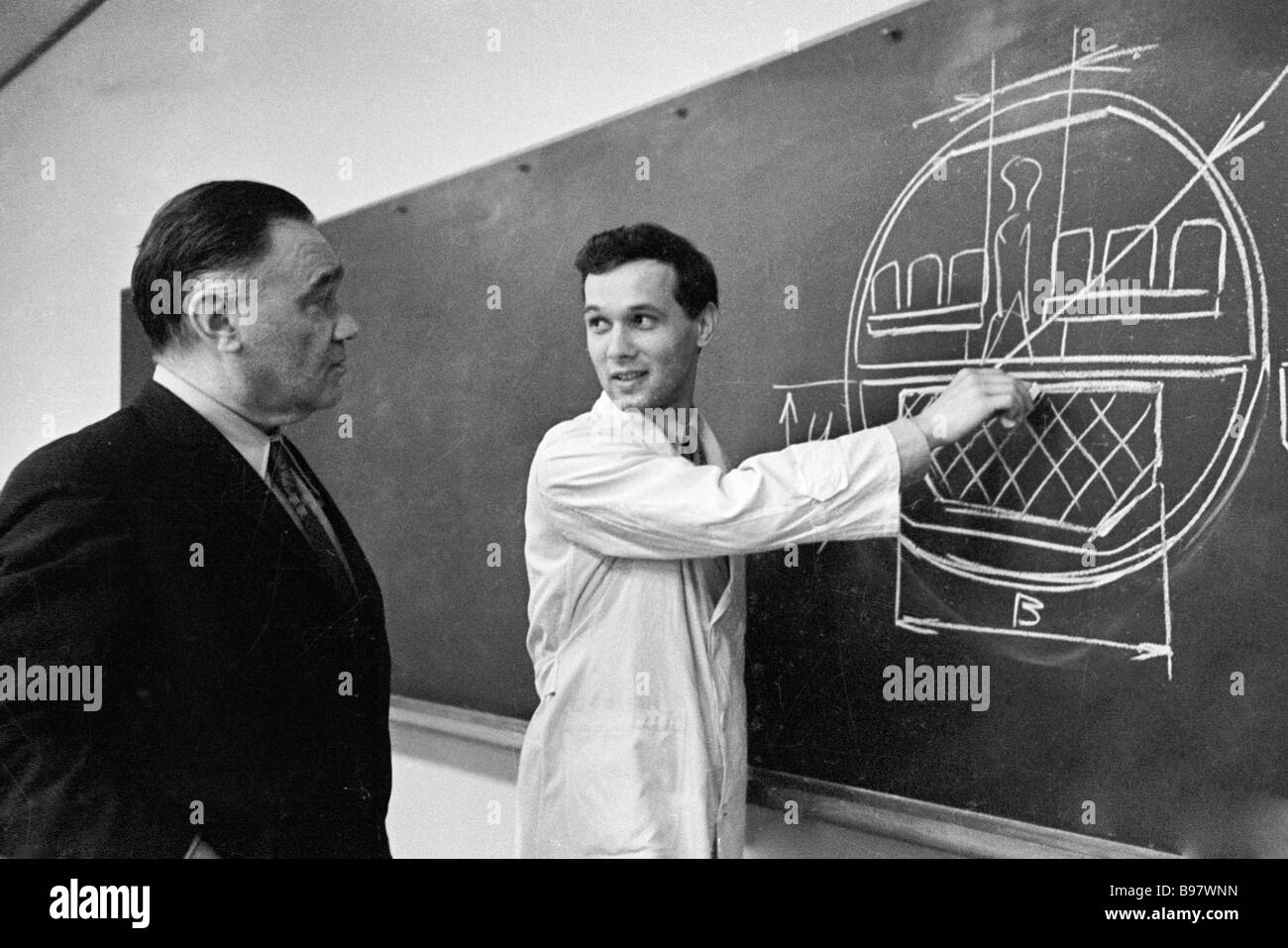 Soviet aircraft designer Alexander Yakovlev left with his son Sergei ...