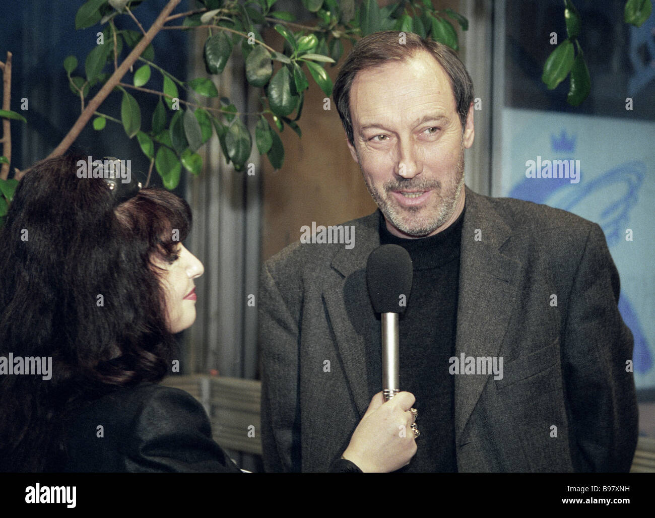 An interview with stage and movie star Oleg Yankovsky Stock Photo - Alamy