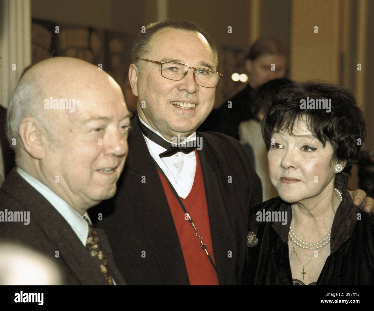 Painter Boris Messerer left fashion designer Vyacheslav Zaitsev center ...