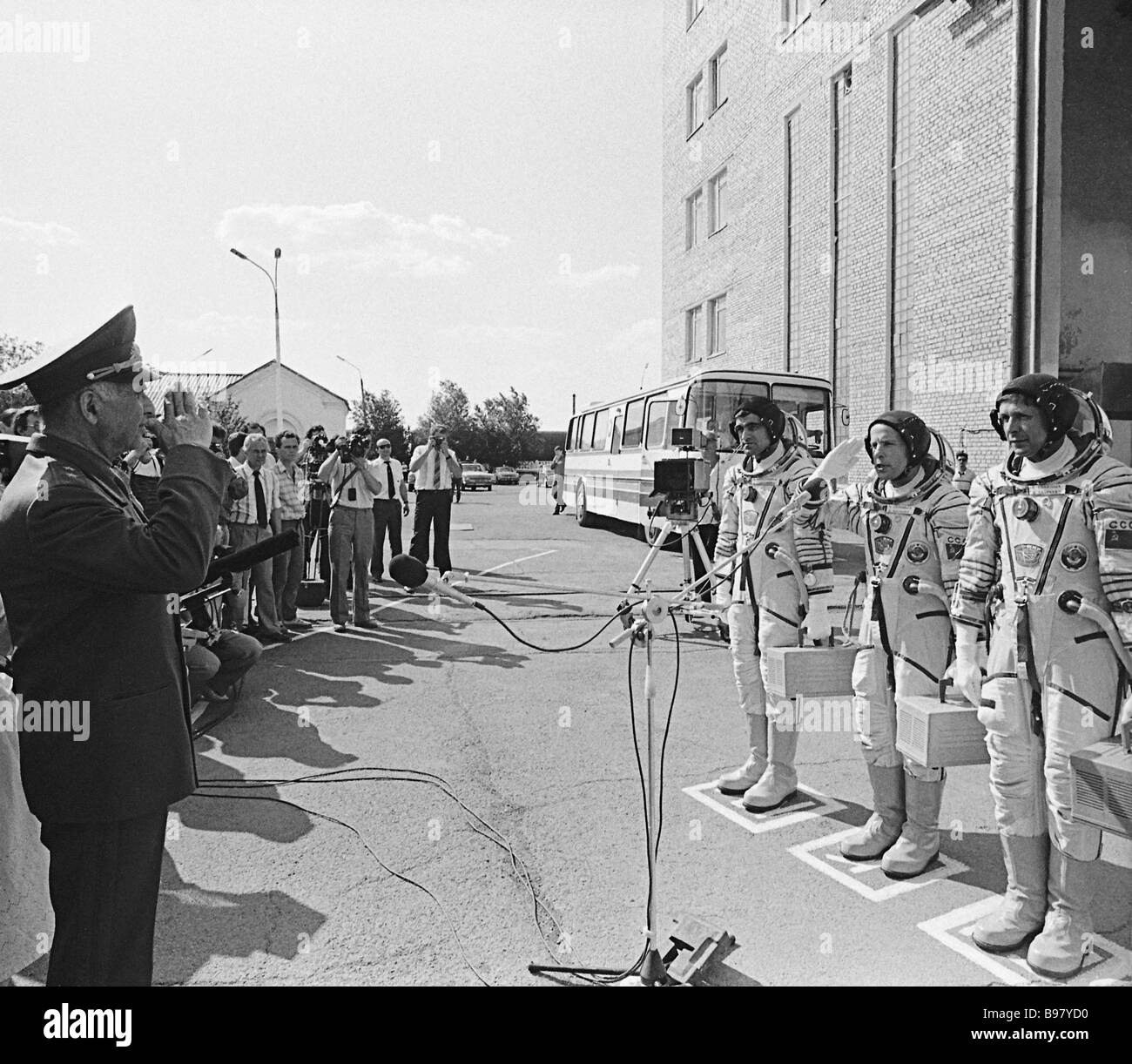 Anatoly Solovyev captain of the international space crew reporting to ...