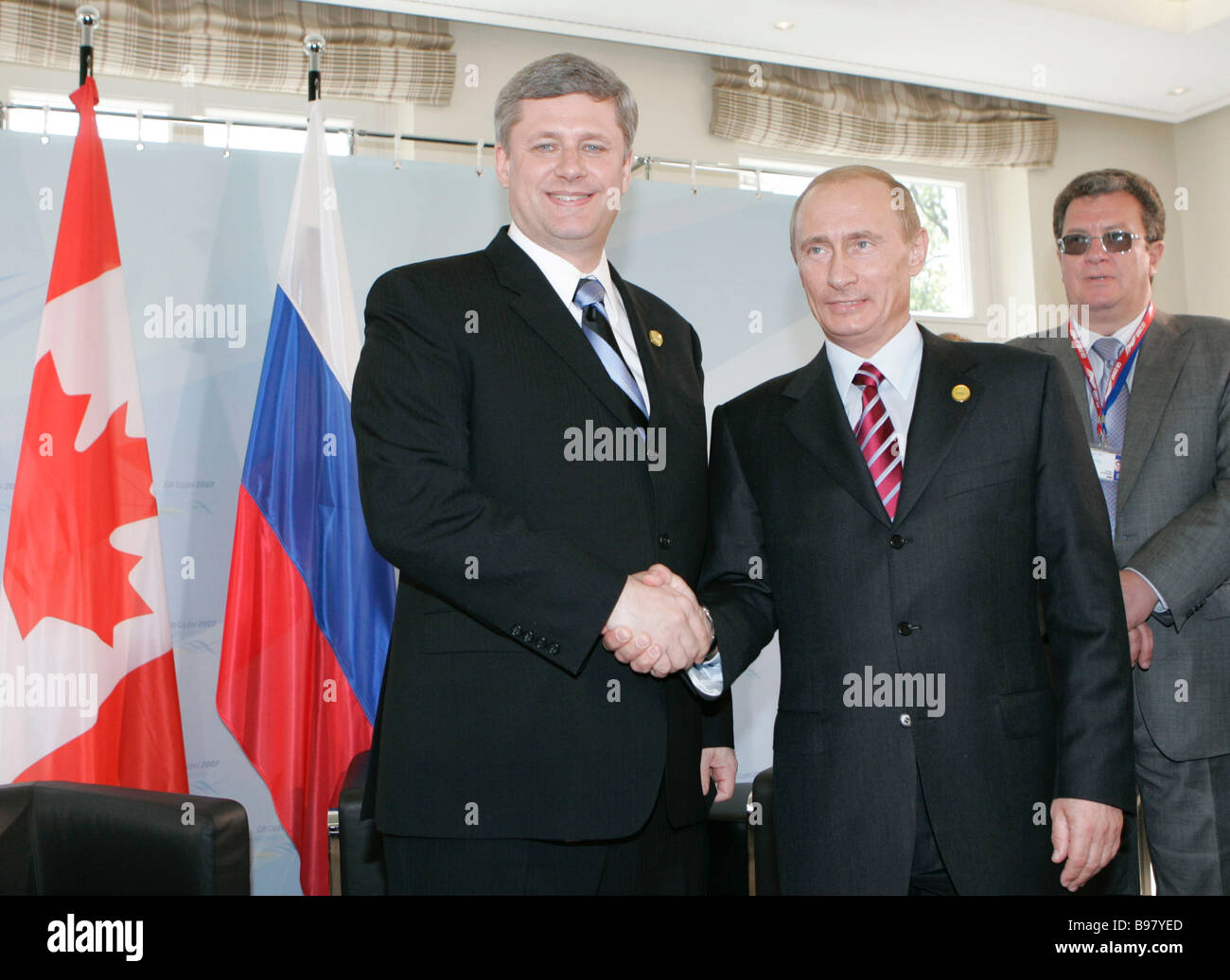 Left to right Canadian Prime Minister Steven Harper Russian President ...