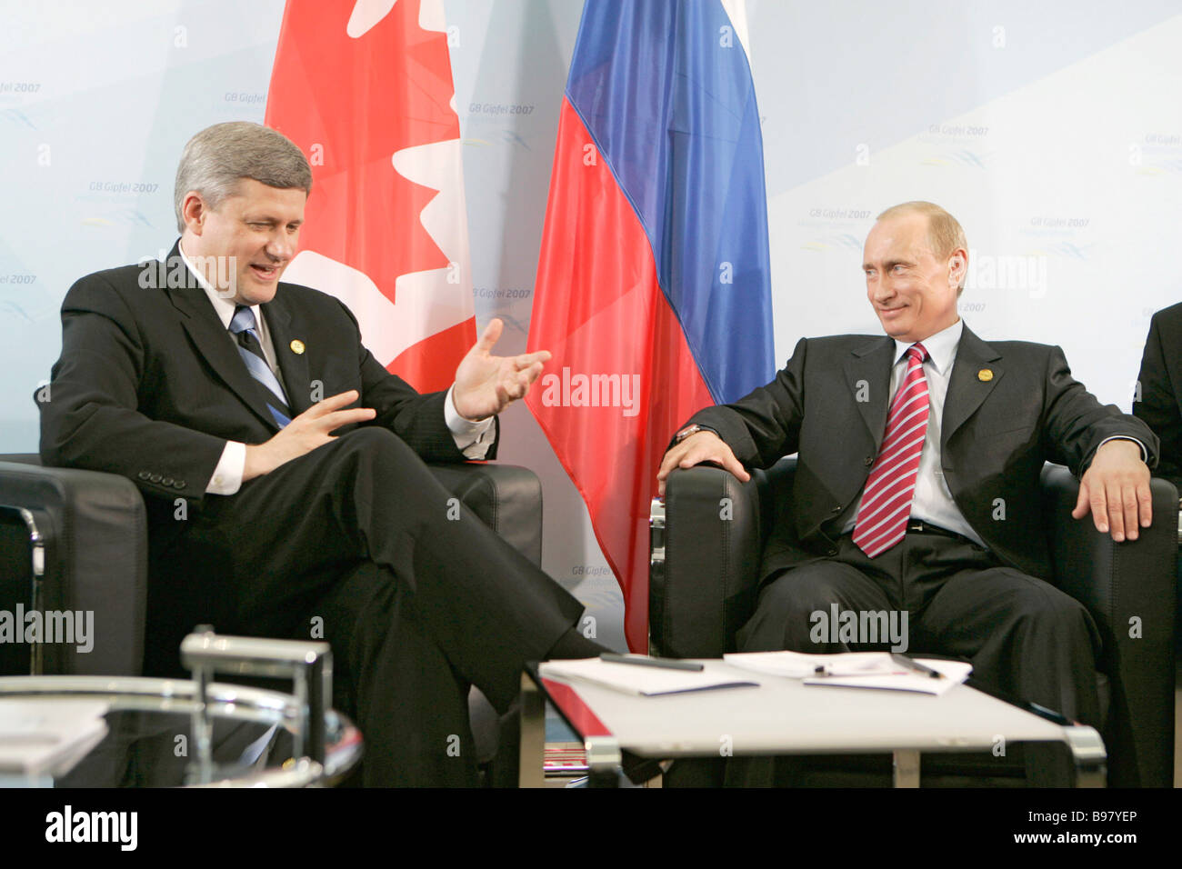 Left to right Canadian Prime Minister Steven Harper and Russian ...