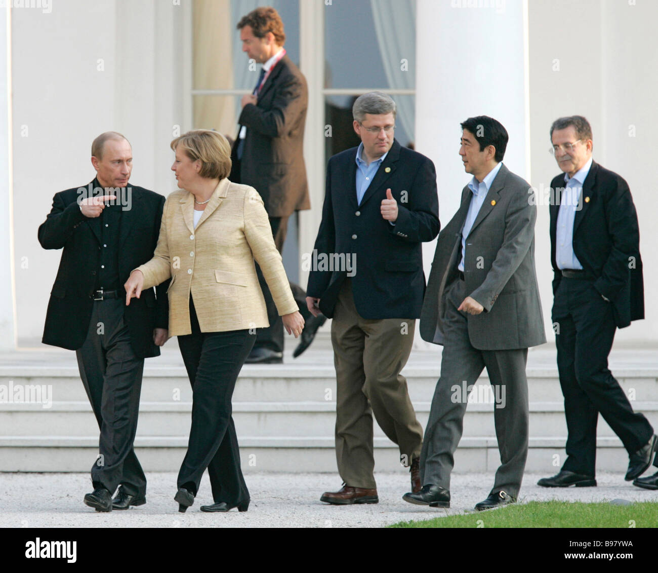 Left to right foreground Russian President Vladimir Putin German ...