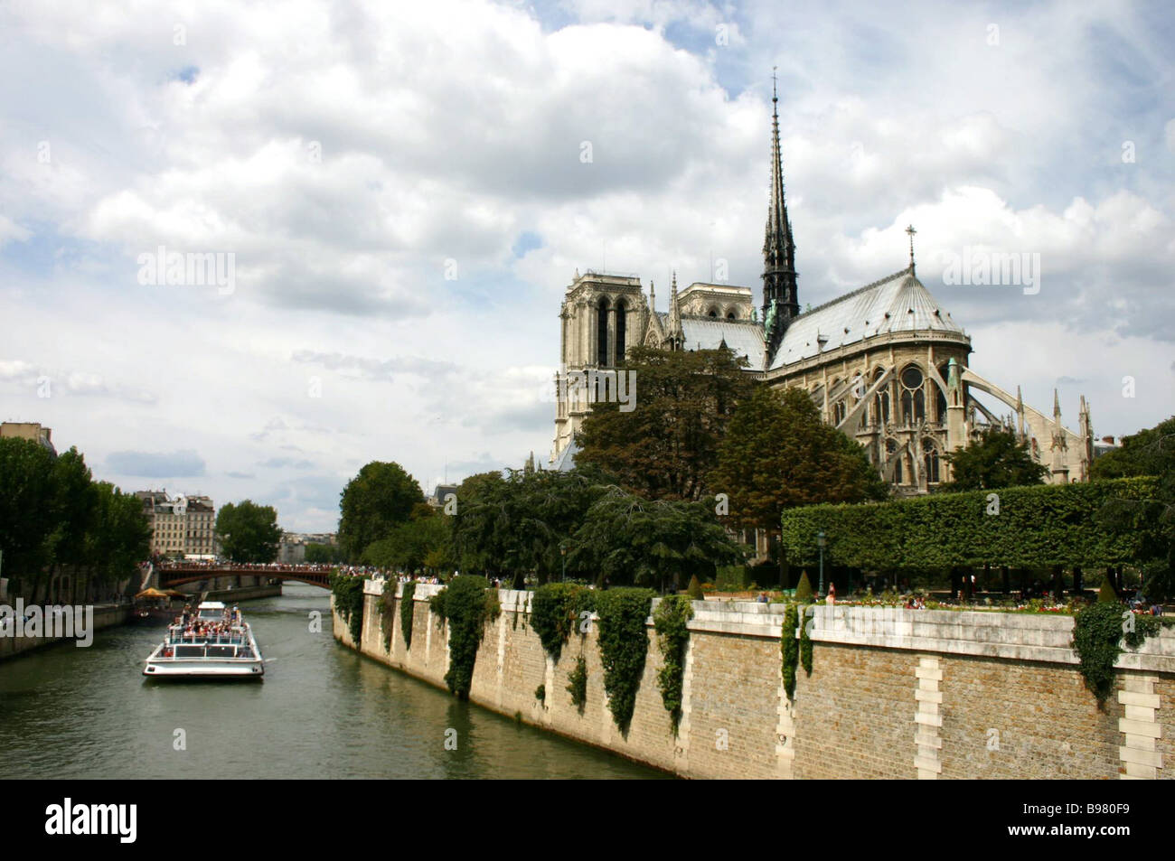 The Notre Dame de Paris towers at the Ile de la Cite in the heart of ...