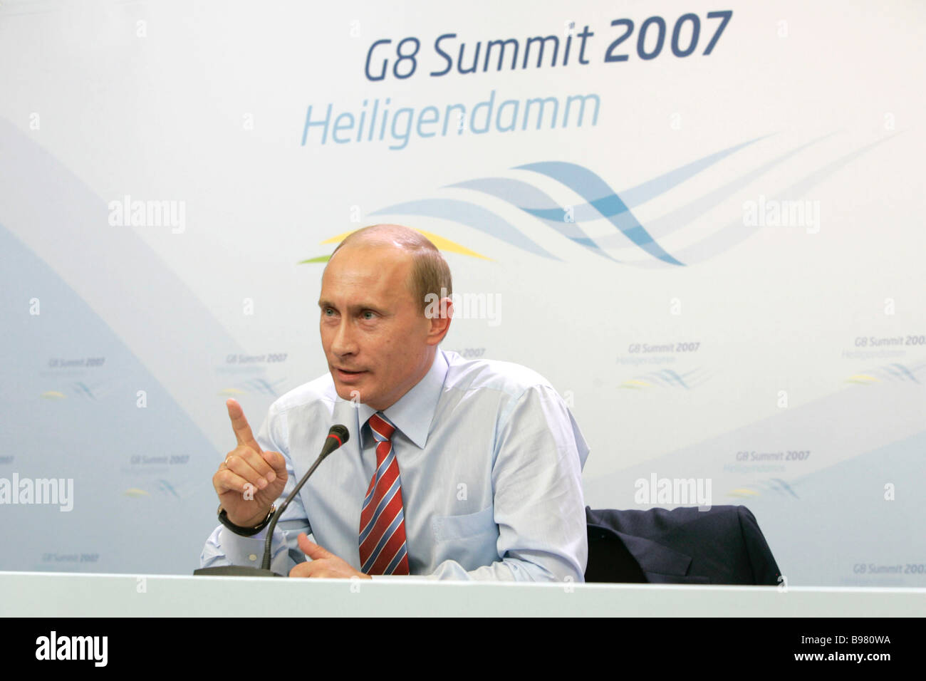 June 8 2007 Russian President Vladimir Putin making statement at news ...