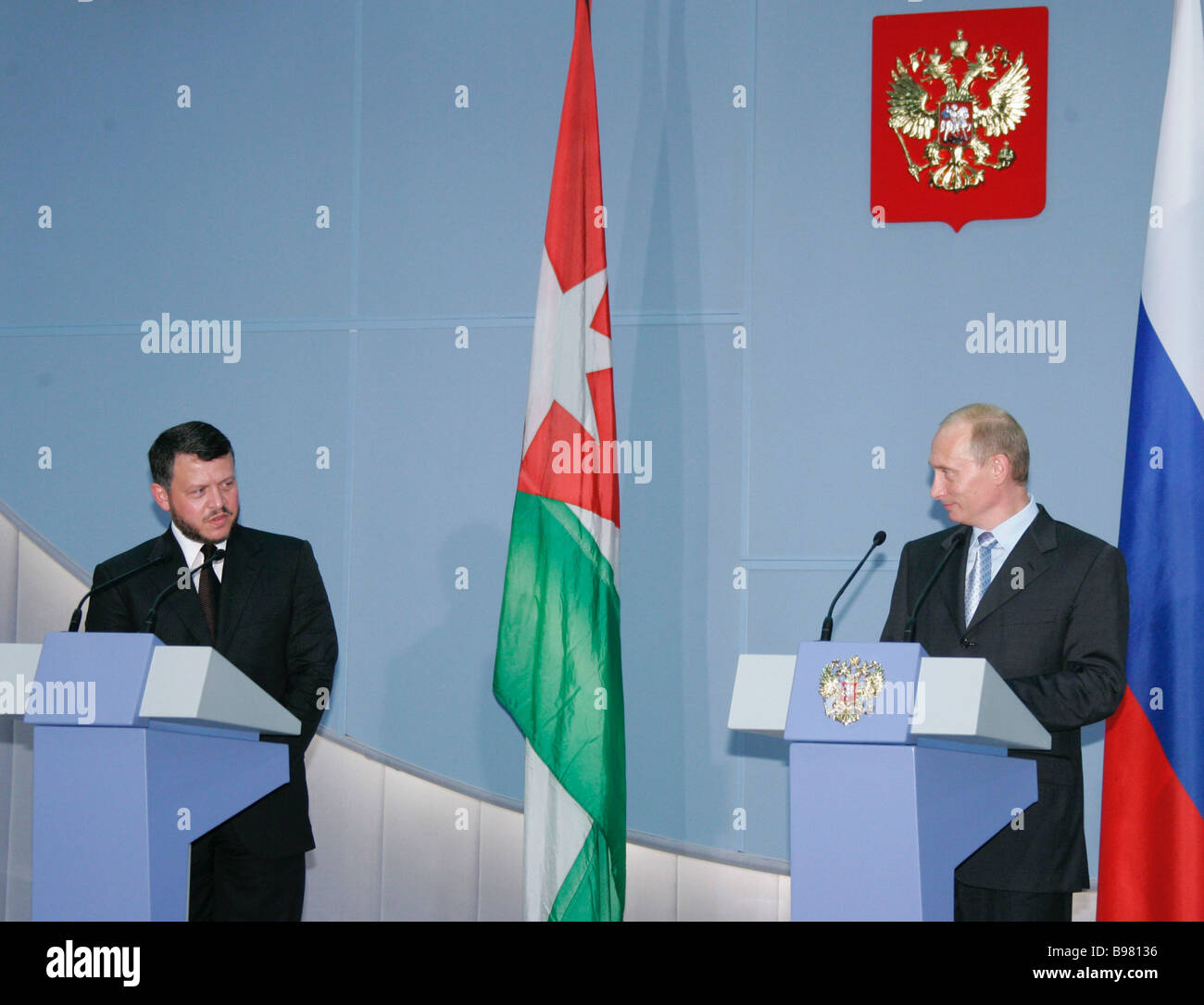 Russian President Vladimir Putin and King Abdallah II of Jordan from ...
