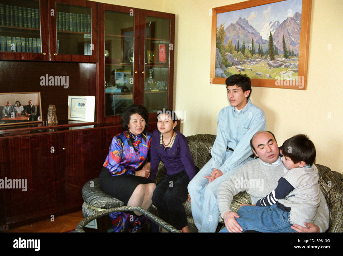 The Kyrgyz president s family from left to right his wife Mairamkulat ...