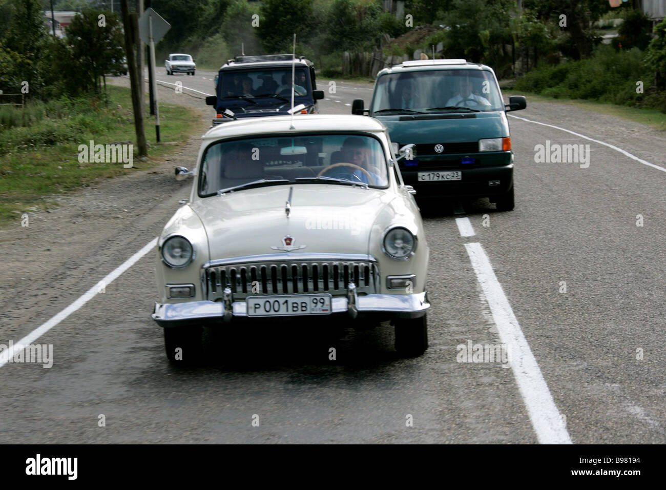 Russian President Vladimir Putin driving a GAZ 21 Volga 1956 to the ...