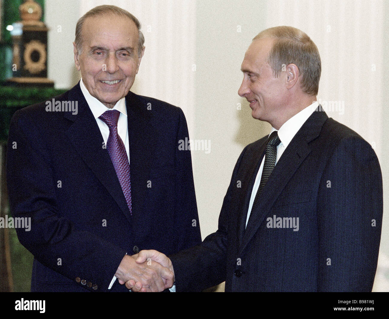 Presidents Vladimir Putin of Russia right and Geidar Aliev of ...