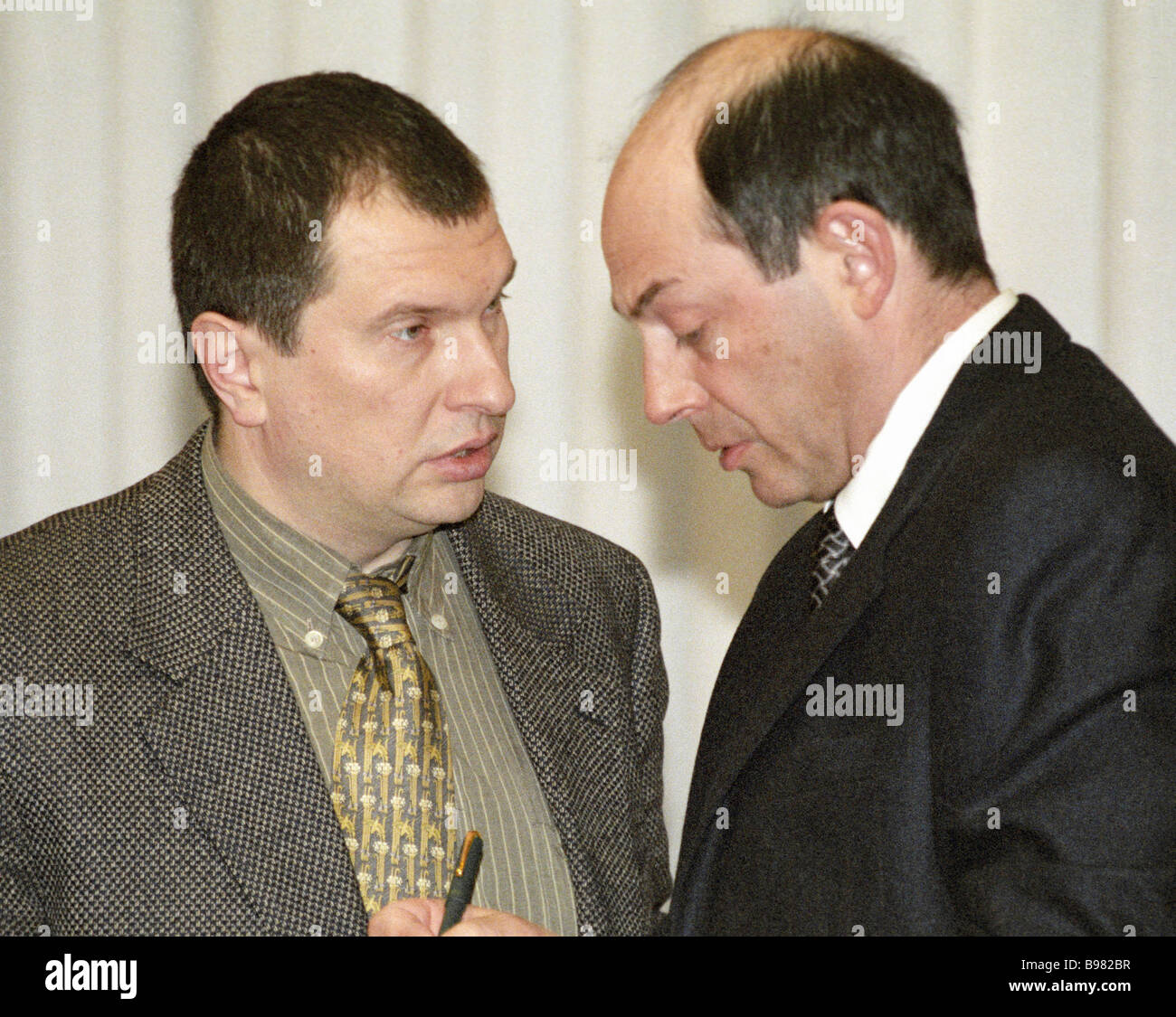 Russia s Interior Minister Vladimir Rushailo right talks to Igor Sechin ...