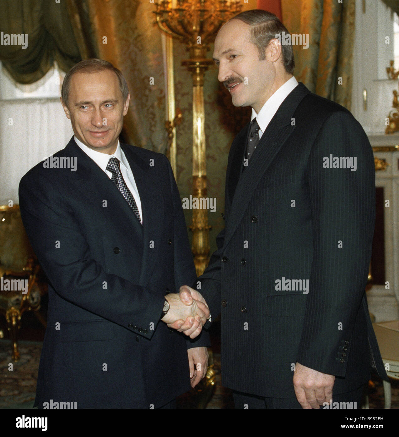 Acting Russian President Vladimir Putin left and Belorussia s President ...