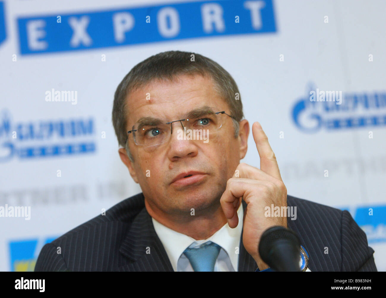 Alexander Medvedev Gazprom deputy board chairman addressing a news ...