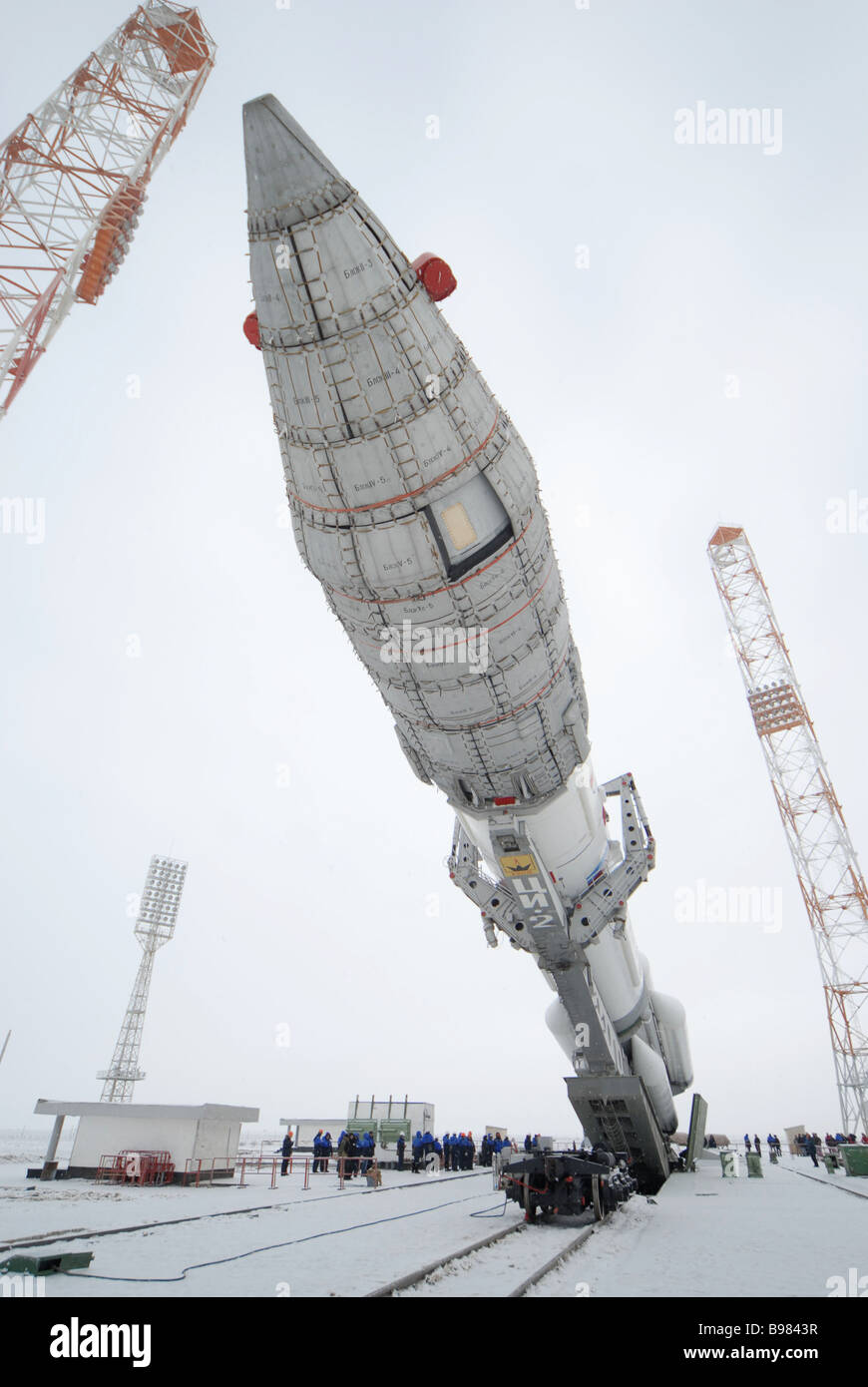 A Proton M launch vehicle with the Thor 2 R spacecraft on top has been ...