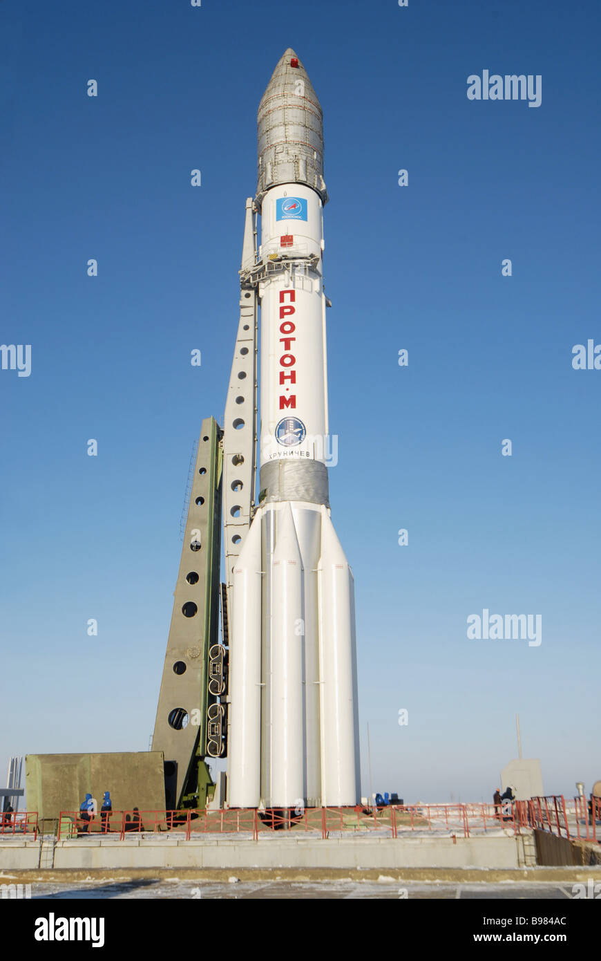 A Proton M space rocket with the Briz M upper stage and the Russian ...