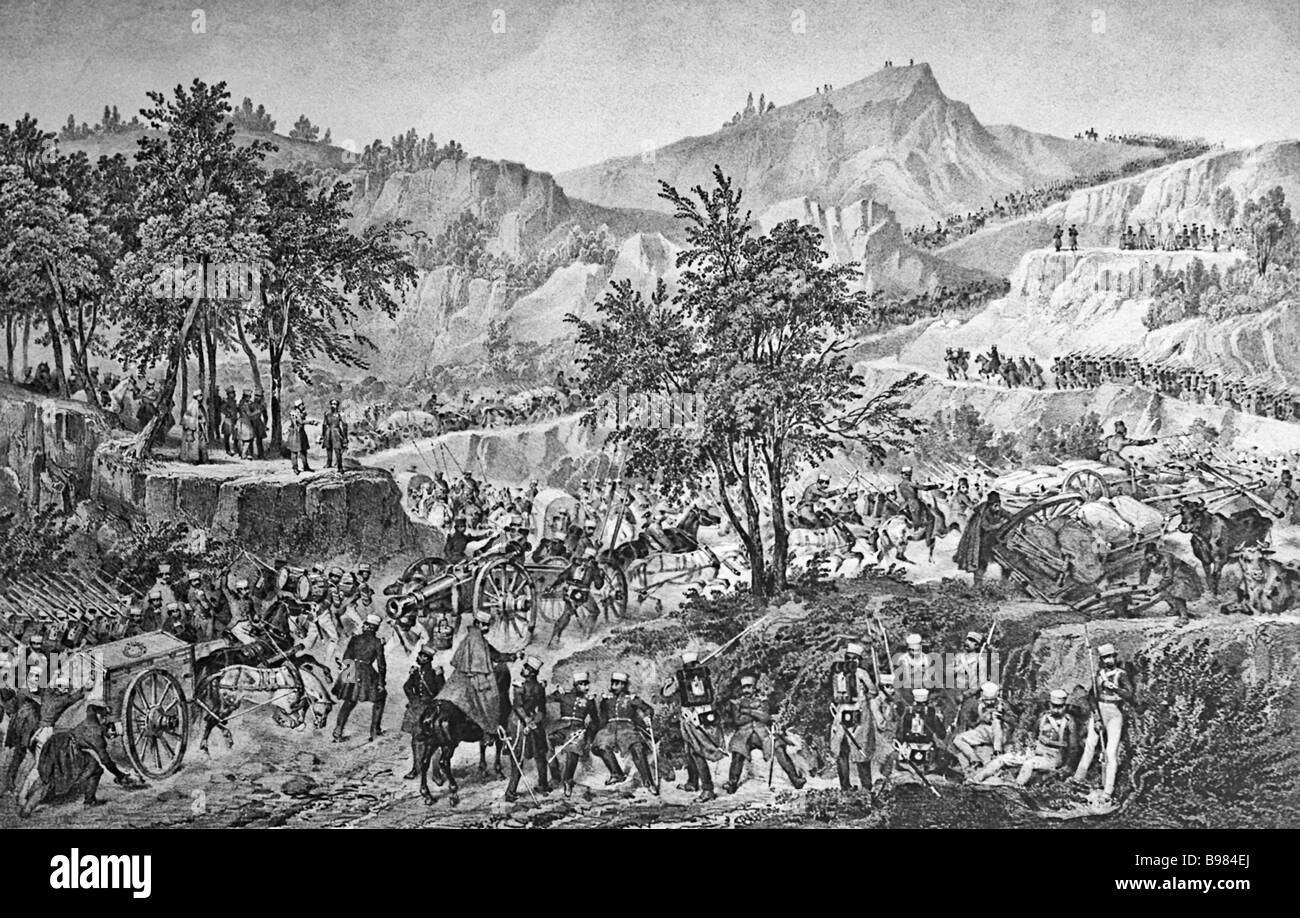 Russian Turkish War of 1828 1829 Russian forces crossing Saganlu range on June 14 1829 ...
