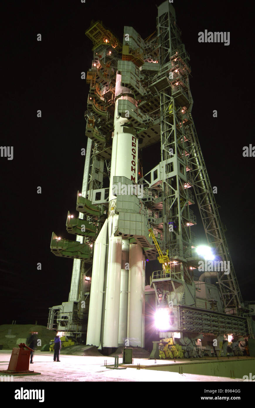 The launch of a Proton M booster rocket with a Breeze M upper stage and ...