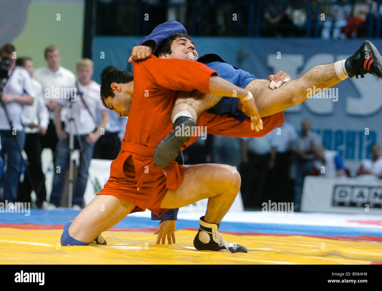 The member of Sambo team Beslan Muradanov left and Georgian Sambo ...