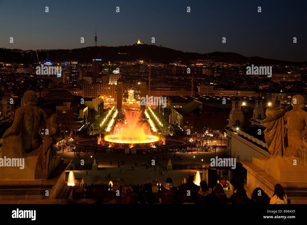 Font Magica Night Barcelona Spain Stock Photo - Alamy