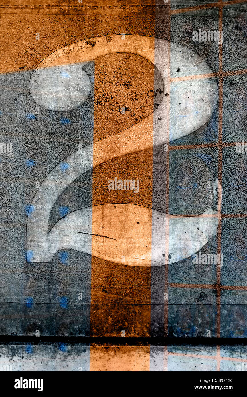 Number two 2 in colors of blue and golden orange Stock Photo - Alamy