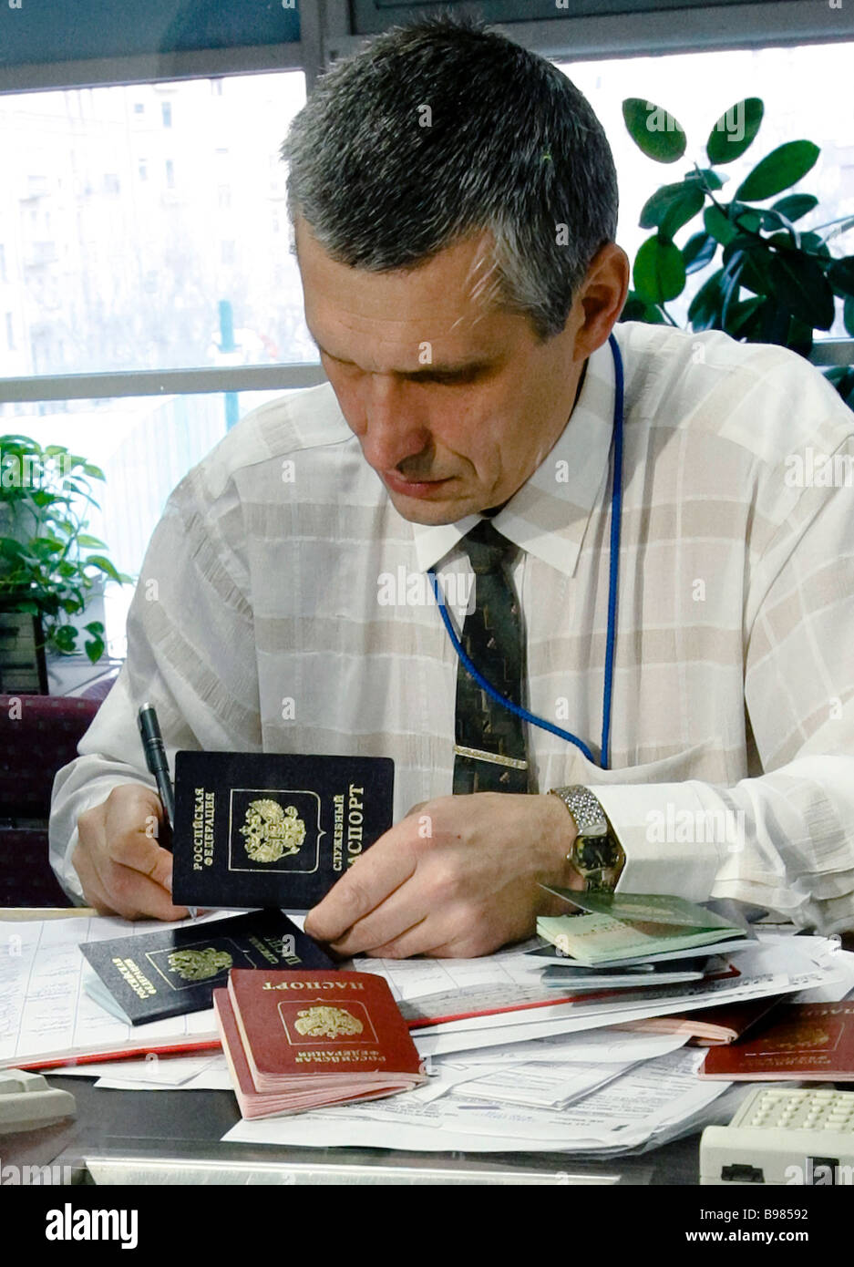 A staff member from the British Embassy holding an interview Moscow ...
