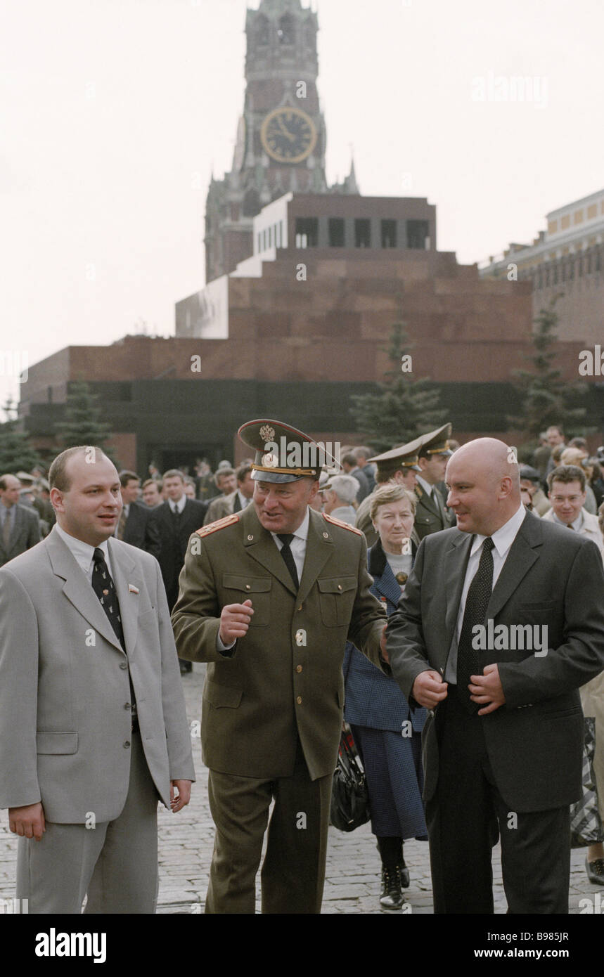 LDPR leader Vladimir Zhirinovsky centre in Red Square on Victory Day ...