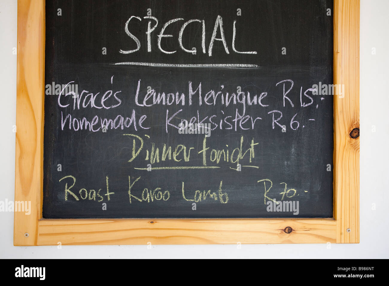 Menu showing traditional South African cuisine South Africa Stock Photo ...