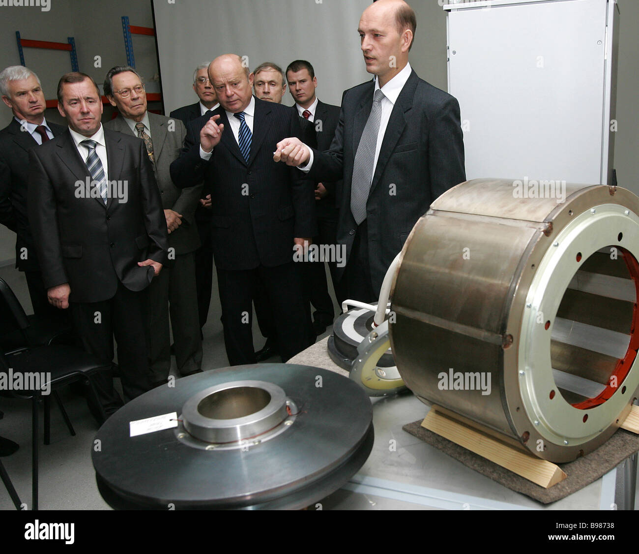 Russian Prime Minister Mikhail Fradkov second from right visiting the ...