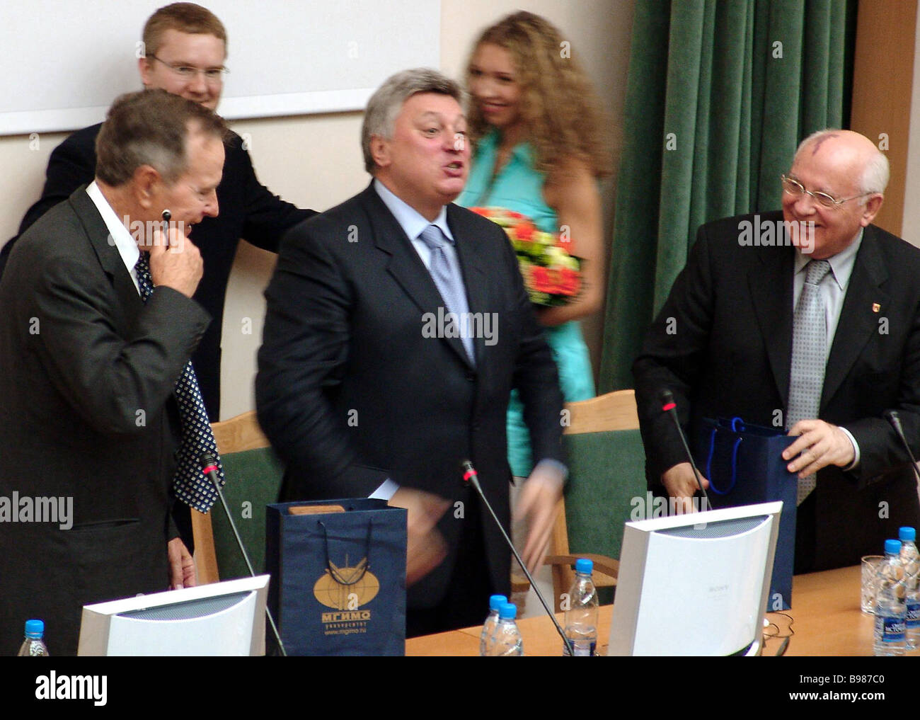 US ex President George Bush Sr rector of the Moscow state institute of ...