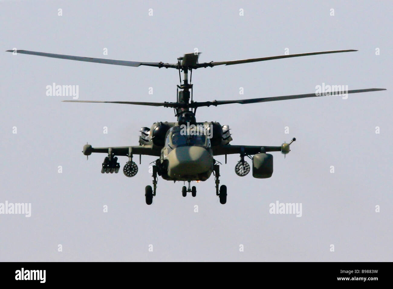 A Ka 52 Hokum attack helicopter during a demonstration flight at the ...