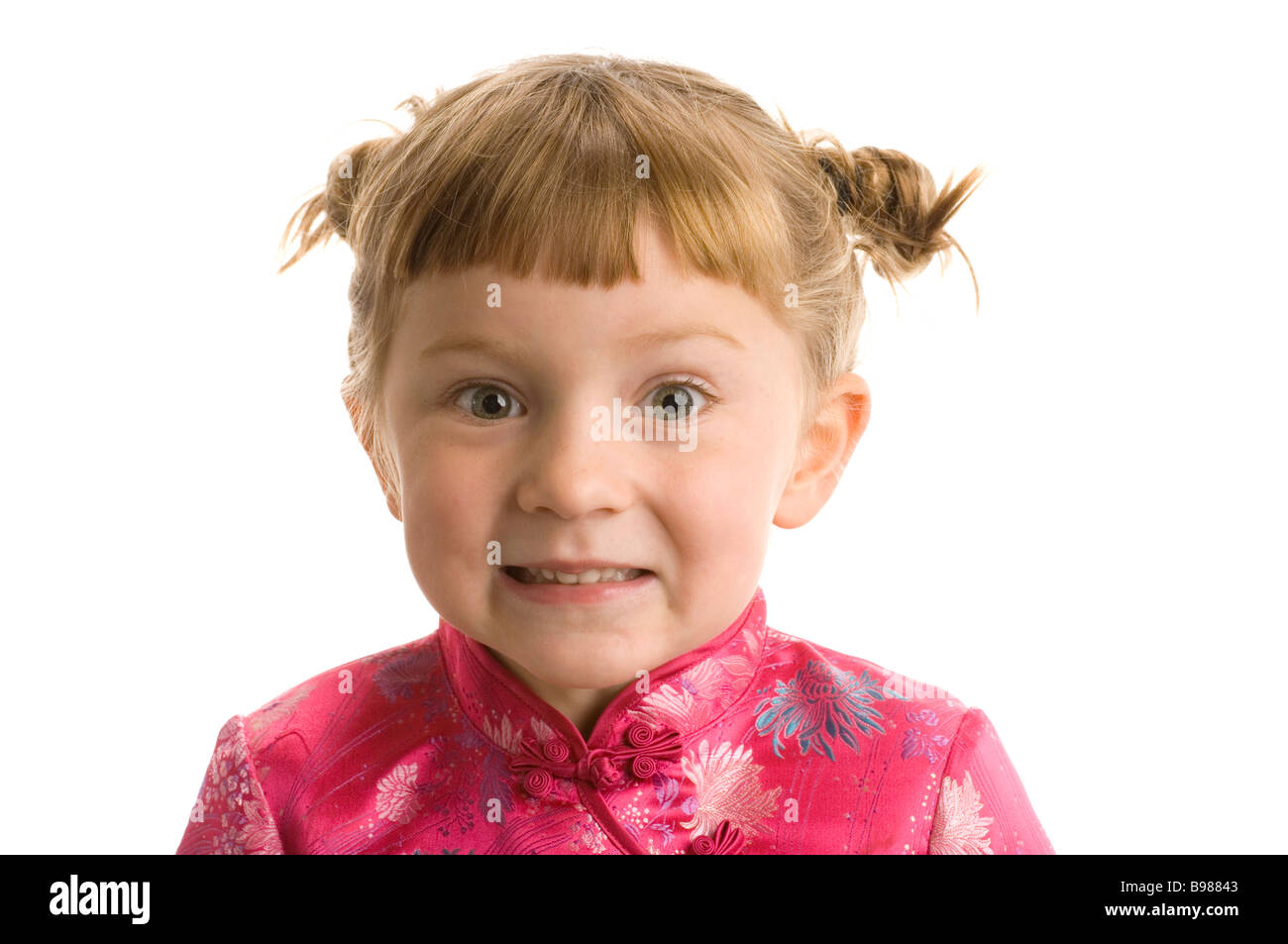 Little girl smiling,white background Stock Photo - Alamy