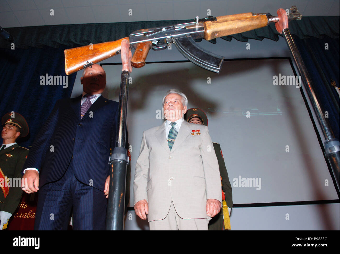 Mikhail Kalashnikov legendary designer of Russian small arms at an ...