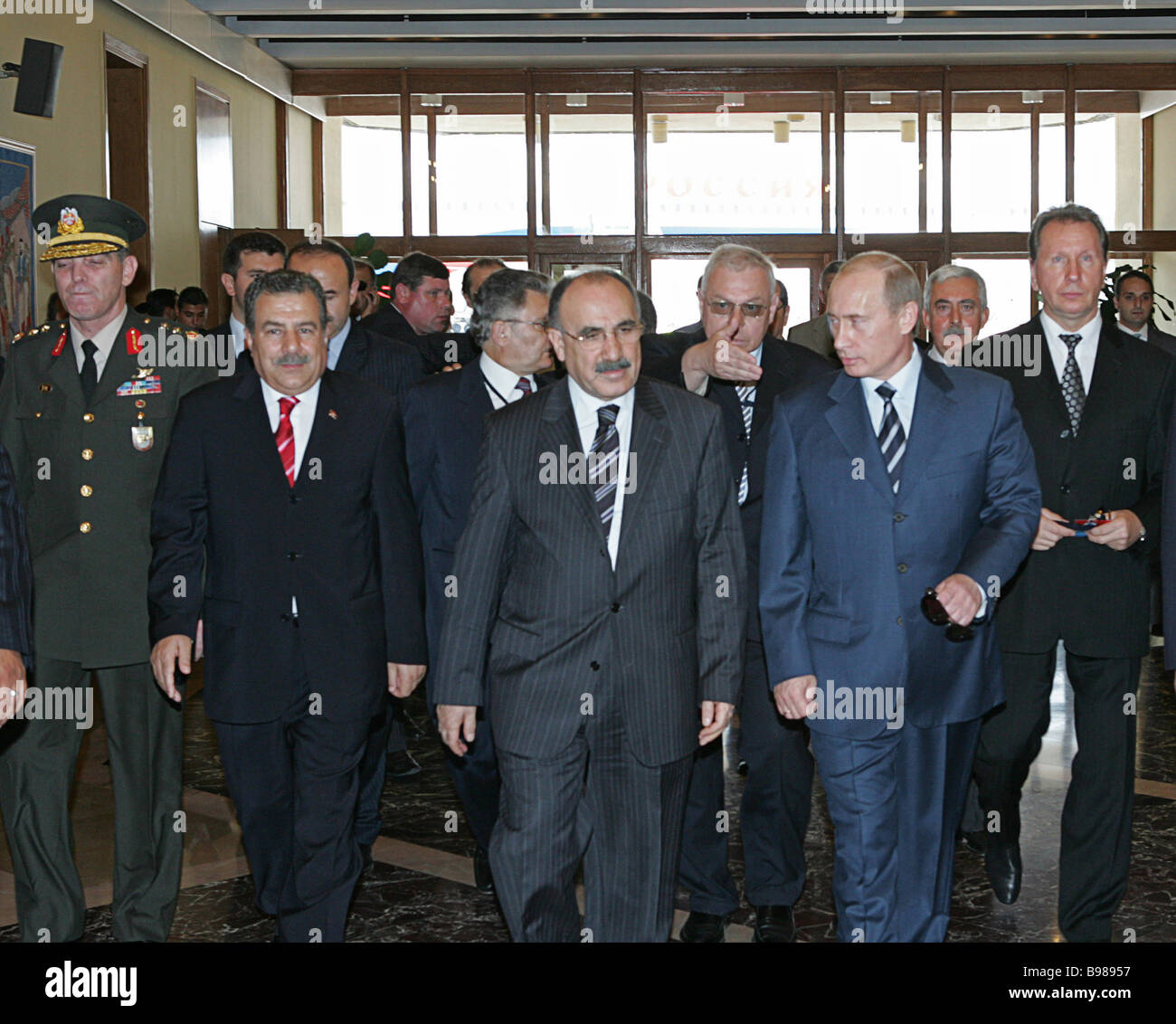 June 25 2007 President Putin right foreground arriving at Istanbul ...