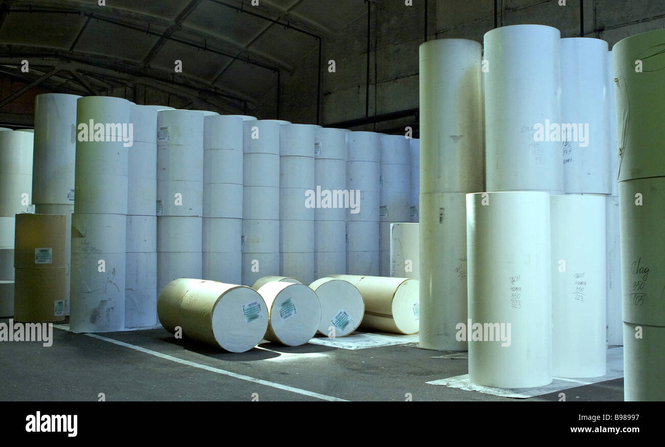 The finished product storage area at the St Petersburg Cartonboard and ...