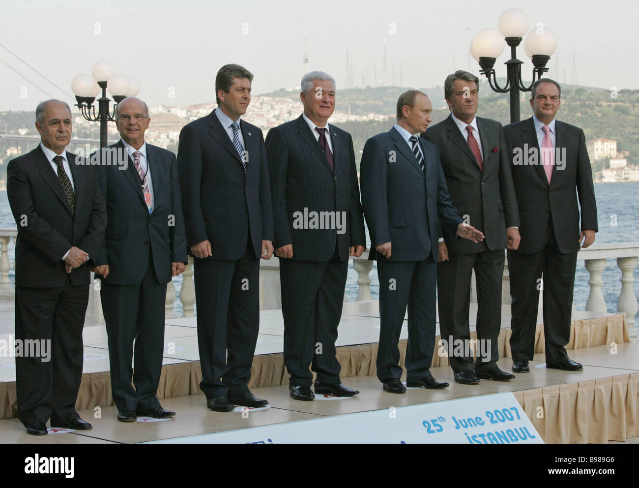 June 25 2007 Left to right Turkish President Ahmet Necdet Sezer ...