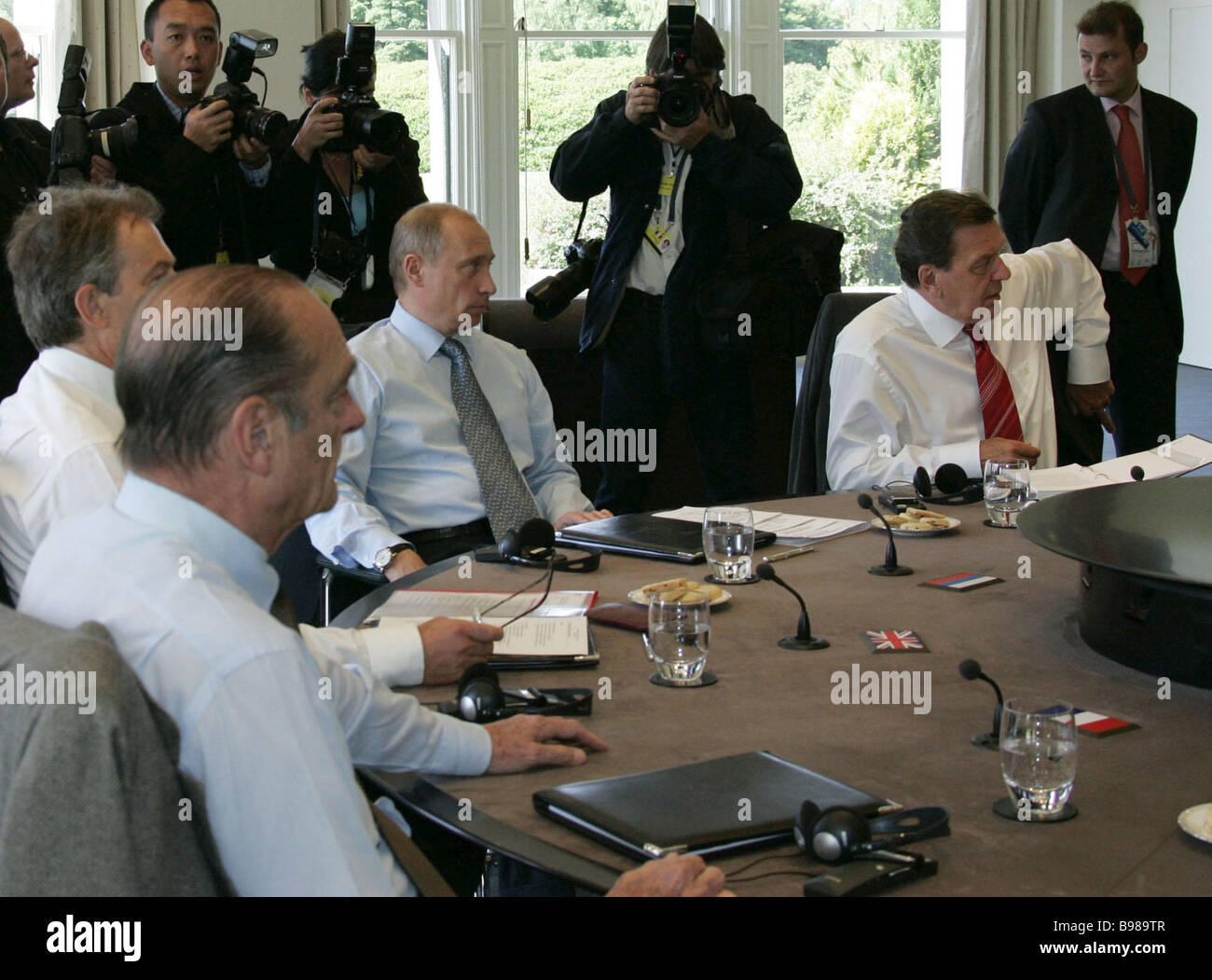 G8 summit in Scotland UK French President Jacque Chiraq British Prime ...