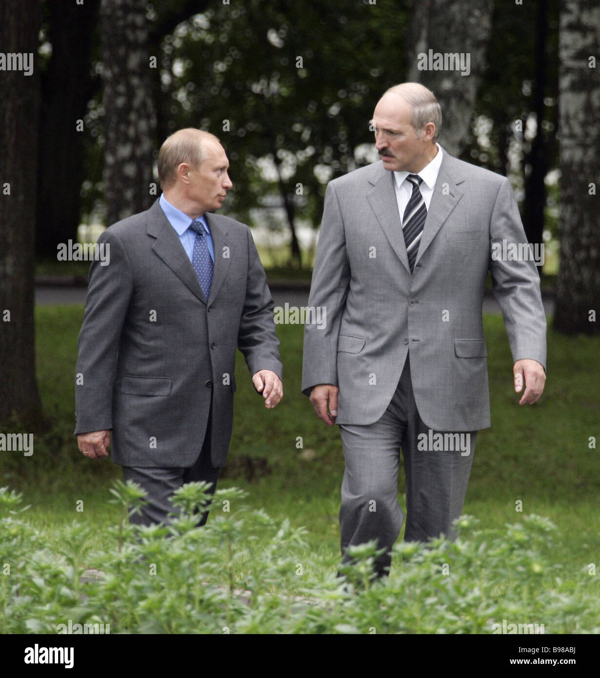 Presidents Vladimir Putin of Russia left and Alexander Lukashenko of ...