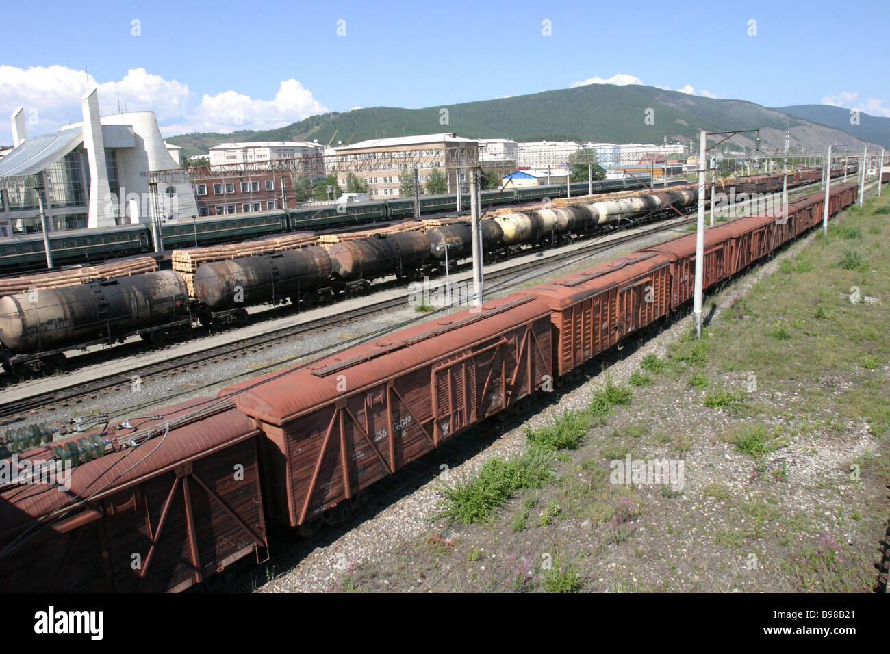 Baikal Amur Rail Freight trains in Severobaikalsk Stock Photo - Alamy
