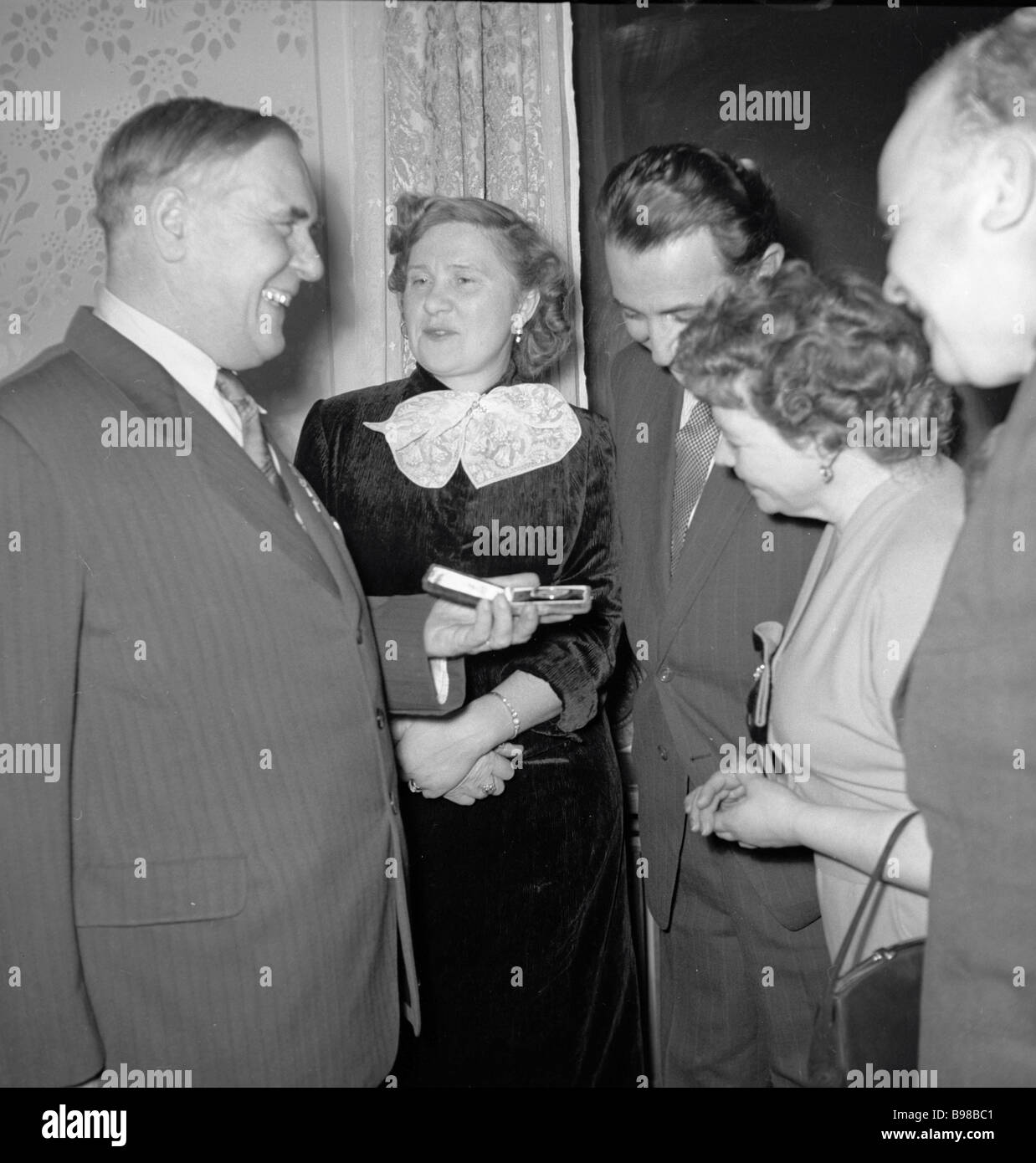 Renowned physicist Academician Pyotr Kapitsa left is showing his ...