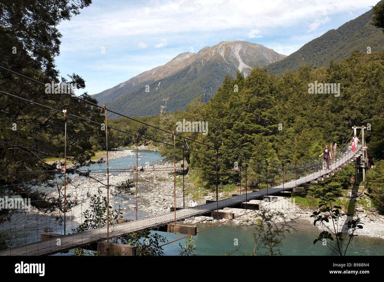 The blue pools of haast swing bridge hi-res stock photography and ...