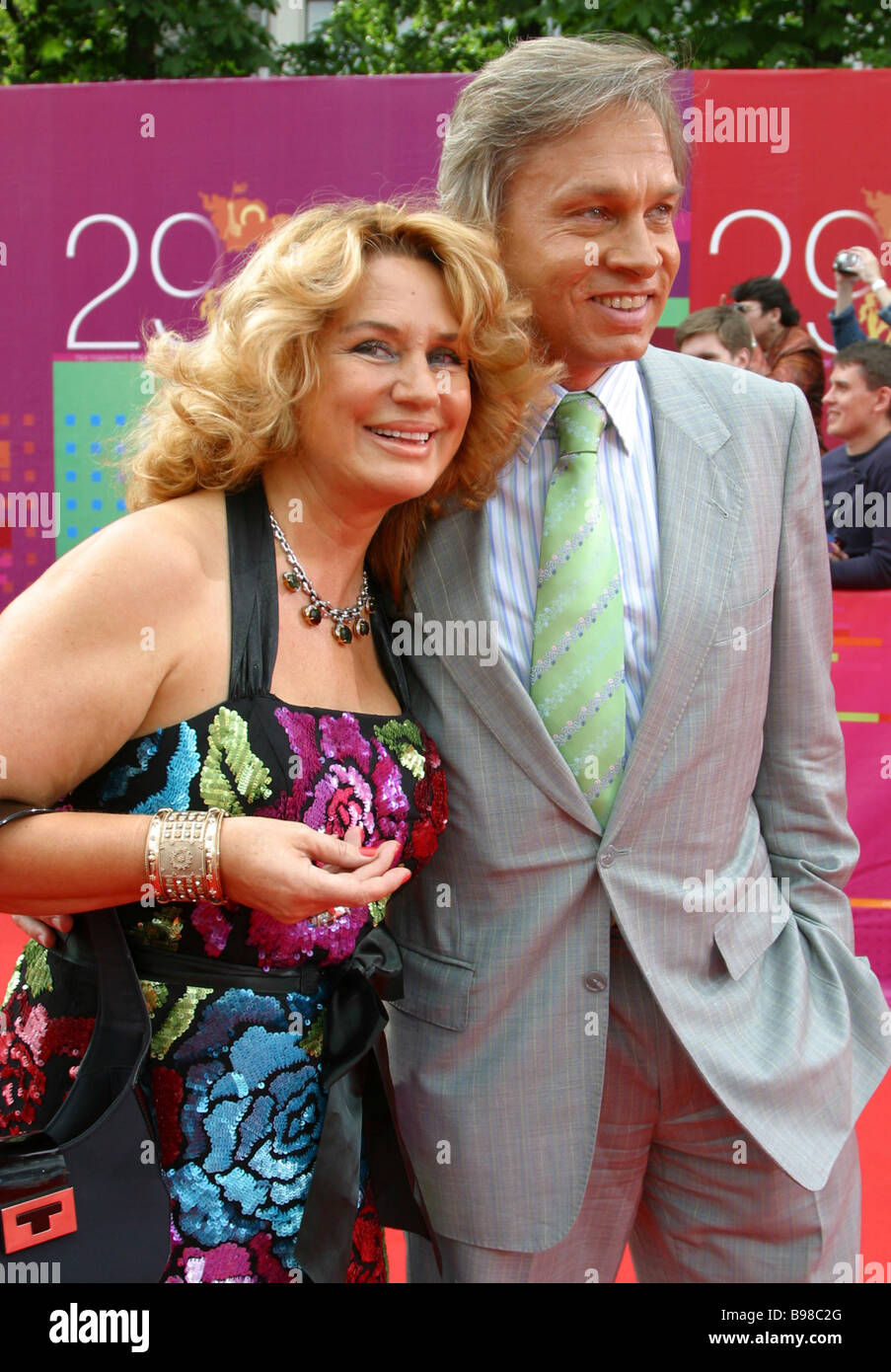 TV presenter Alexei Pushkov with his wife before the 29th Moscow ...
