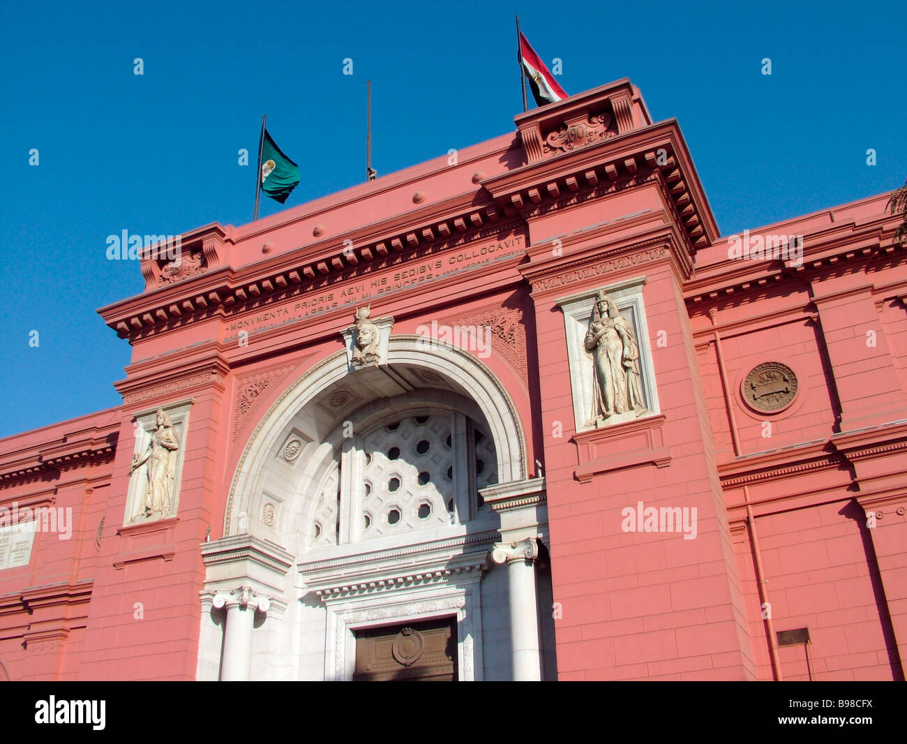Egyptian national Museum. Historic red painted sandstone building ...