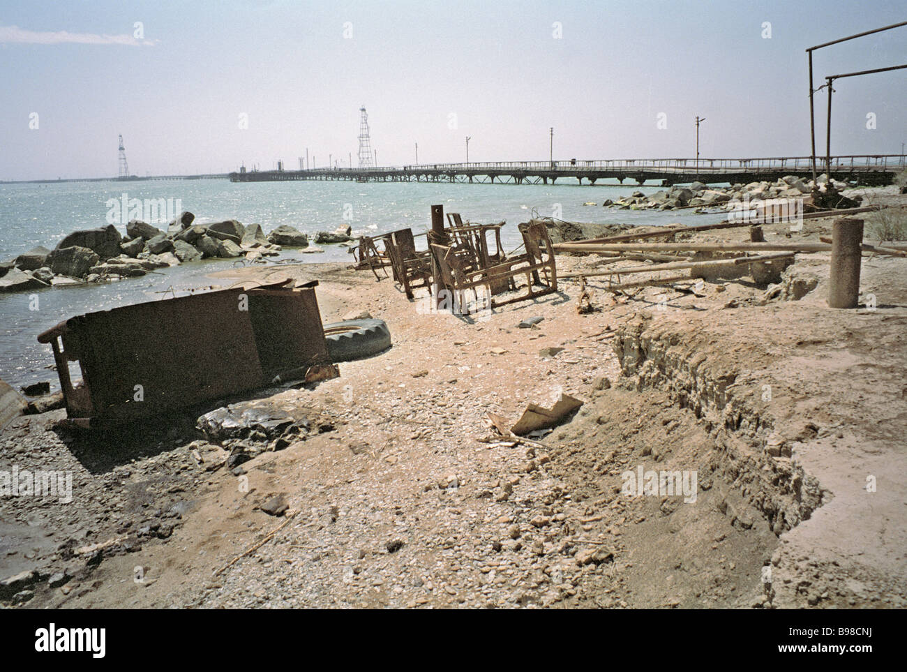 The abandoned Neftyanye Kamni field on Apsheron Stock Photo - Alamy