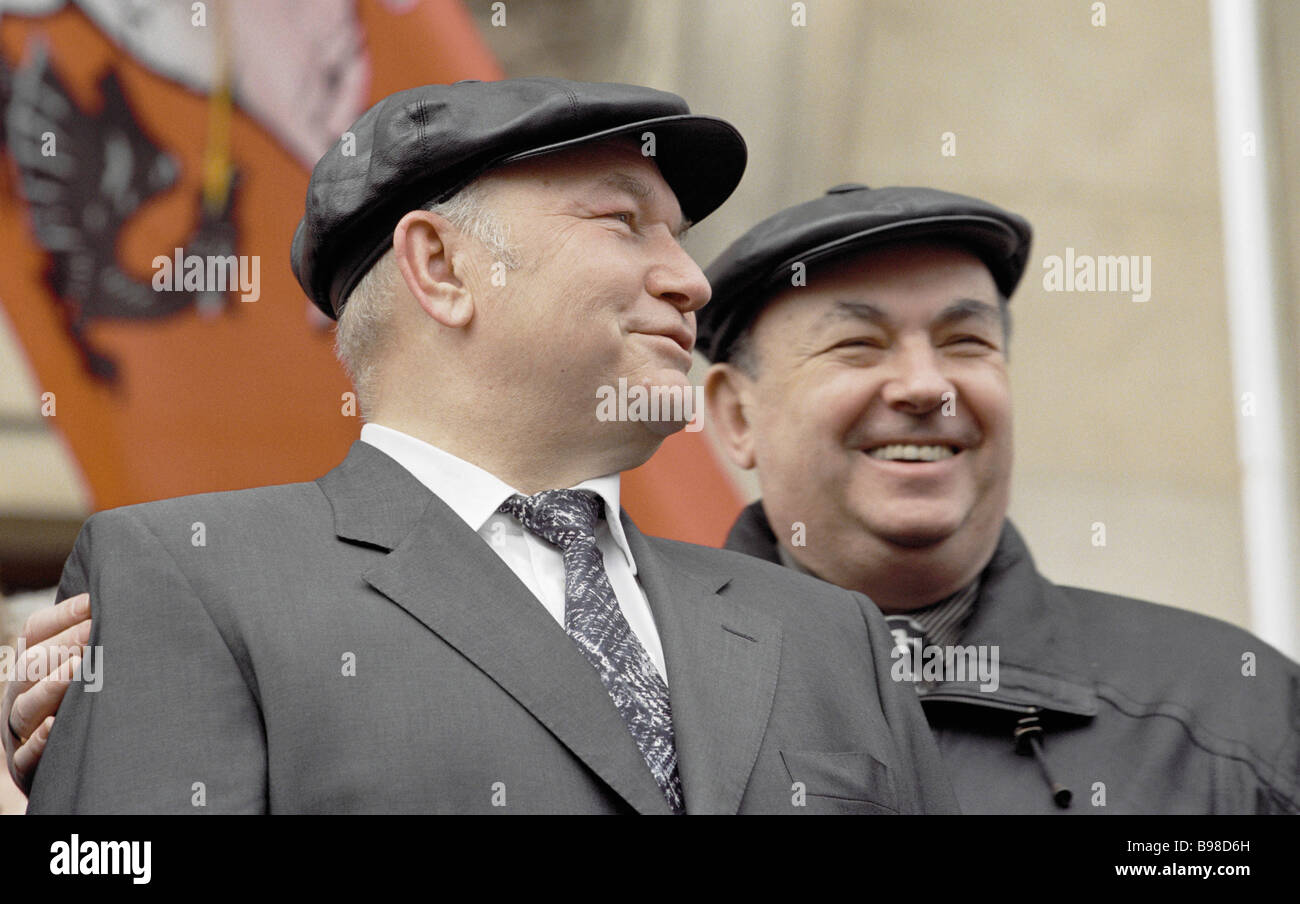 Moscow Mayor Yury Luzhkov left and Deputy Mayor Vladimir Resin right ...