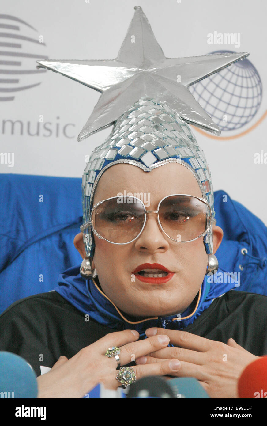 Entertainer Andrei Danilko addressing a news conference before ...