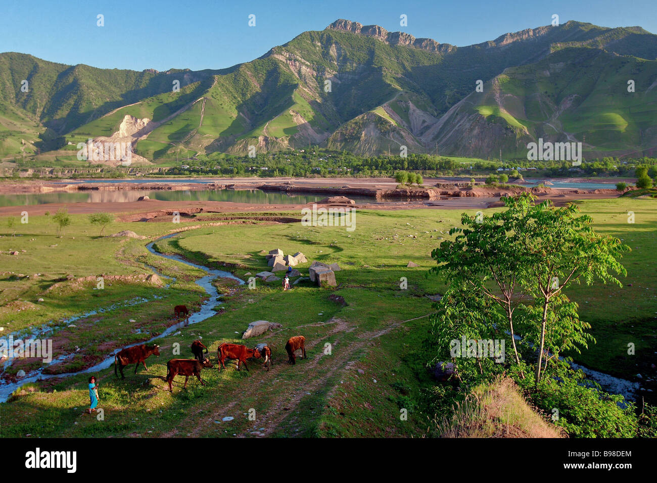 A spring day in the Vakhsh River valley Stock Photo - Alamy